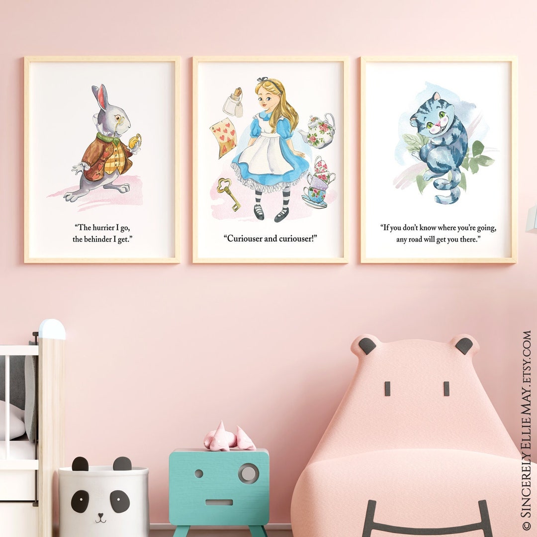 Alice in Wonderland Decor Wall Art Girl Bedroom Printable - Set of 3 ...