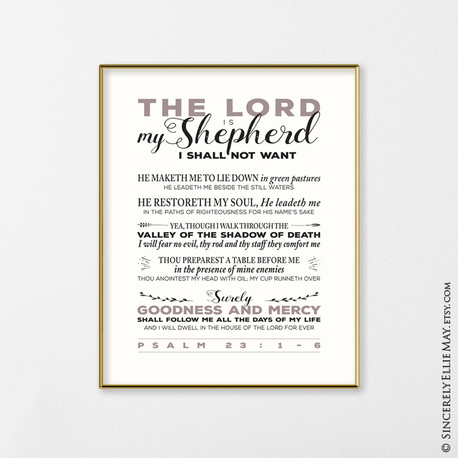 Psalm 23 Wall Art Printable Christian Sign YOU PRINT | Etsy
