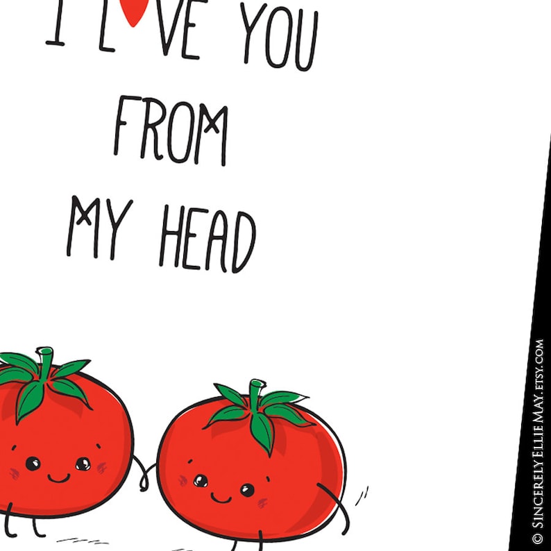 I Love You From My Head To-ma-toes Funny Food Pun Wall Art - Etsy