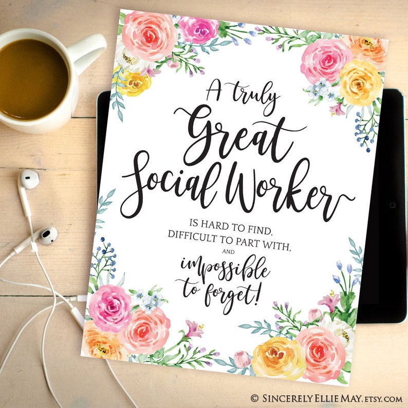 Social Worker Appreciation Quote Gift - Wall Art Printable Perfect as ...