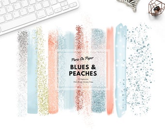 Watercolor Brush Stroke Clipart and Glitter Gold Confetti - Etsy