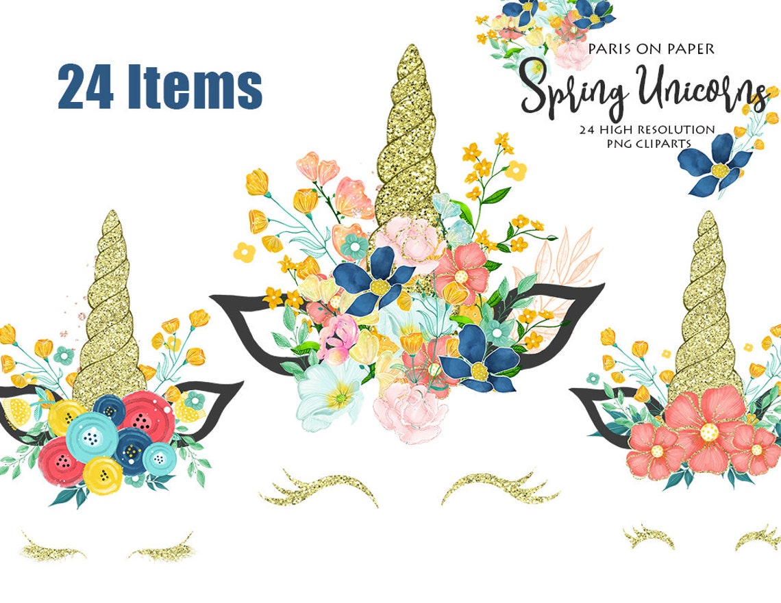 Spring Unicorn Face Clipart Unicorn Head Clipart Spring Clipart Easter ...