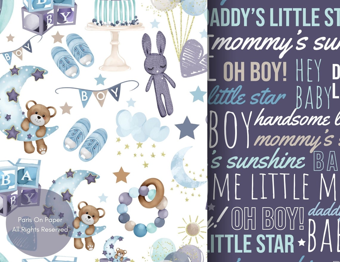 Baby Boy Digital Papers Digital Paper Pack Surface Pattern - Etsy