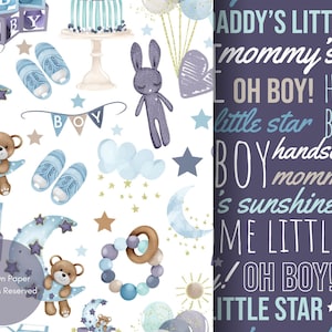 Baby Boy Digital Papers | Digital Paper Pack | Surface Pattern ...