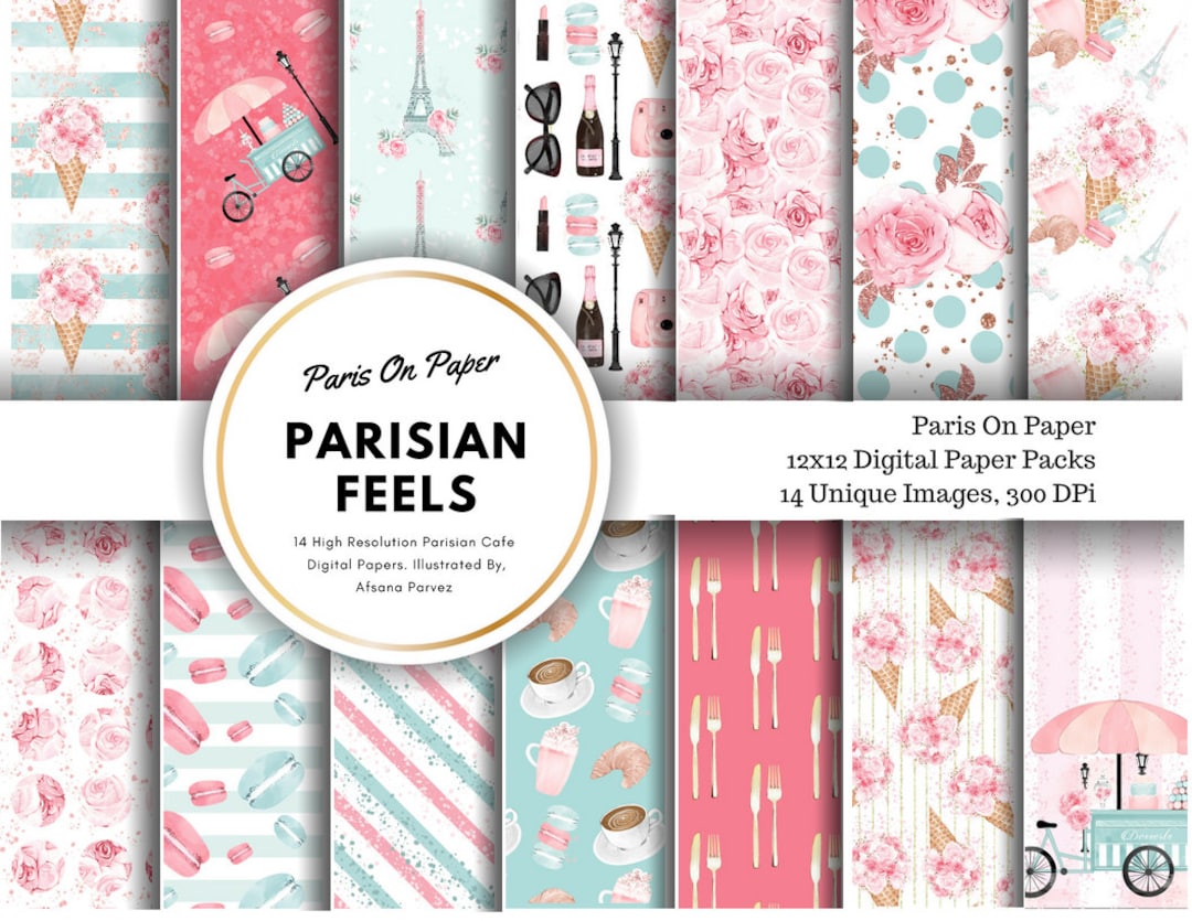 Paris Paper Pack, Digital Paper, Fashion Digital Paper, Scrapbook Paper ...