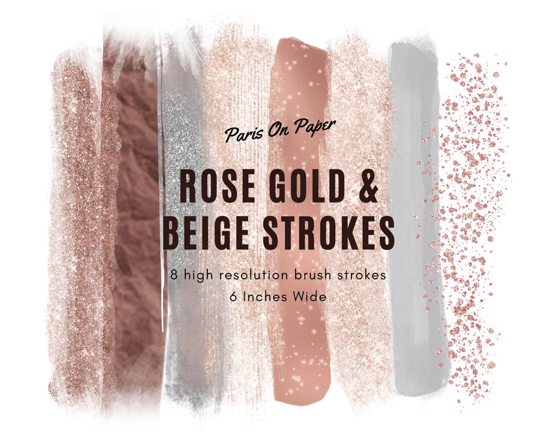Rose Gold Brush Strokes Clipart | Paintstroke PNG | Design Elements ...
