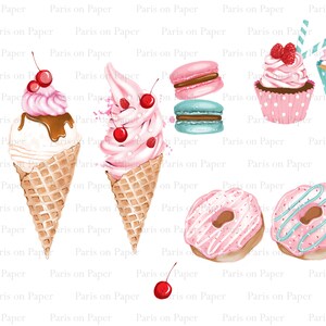 Delicious Dessert Cliparts | Doughnuts and Cupcakes | Ice Cream Cone ...