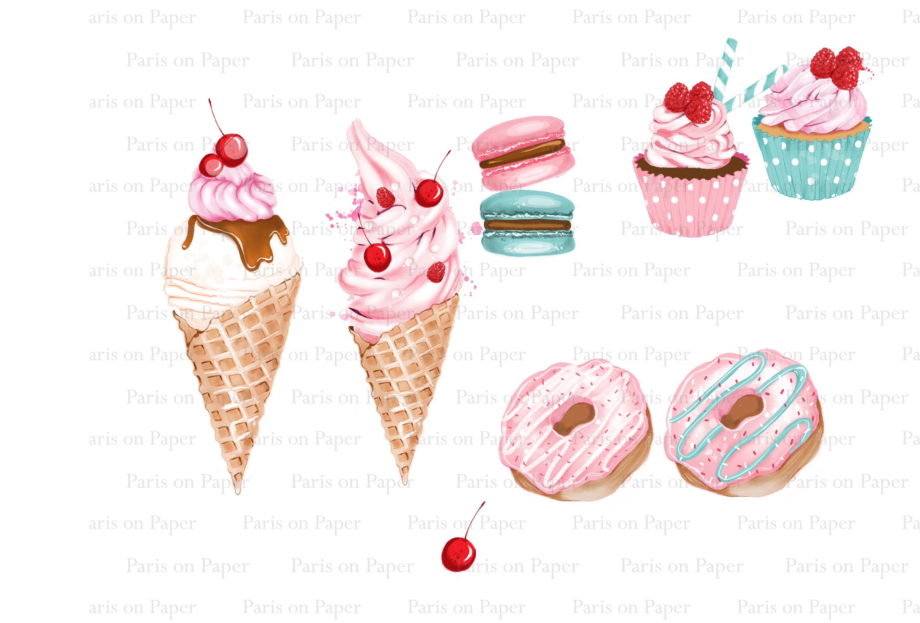 Delicious Dessert Cliparts Doughnuts and Cupcakes Ice Cream Cone ...