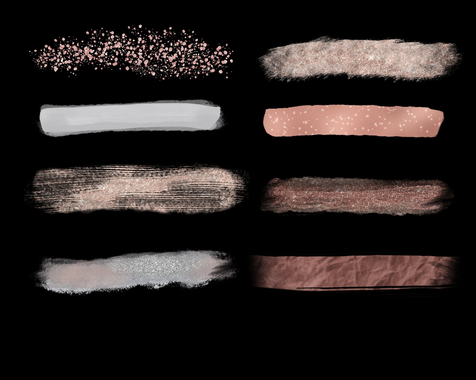 Rose Gold Brush Strokes Clipart Paintstroke PNG Design Elements Blogger ...