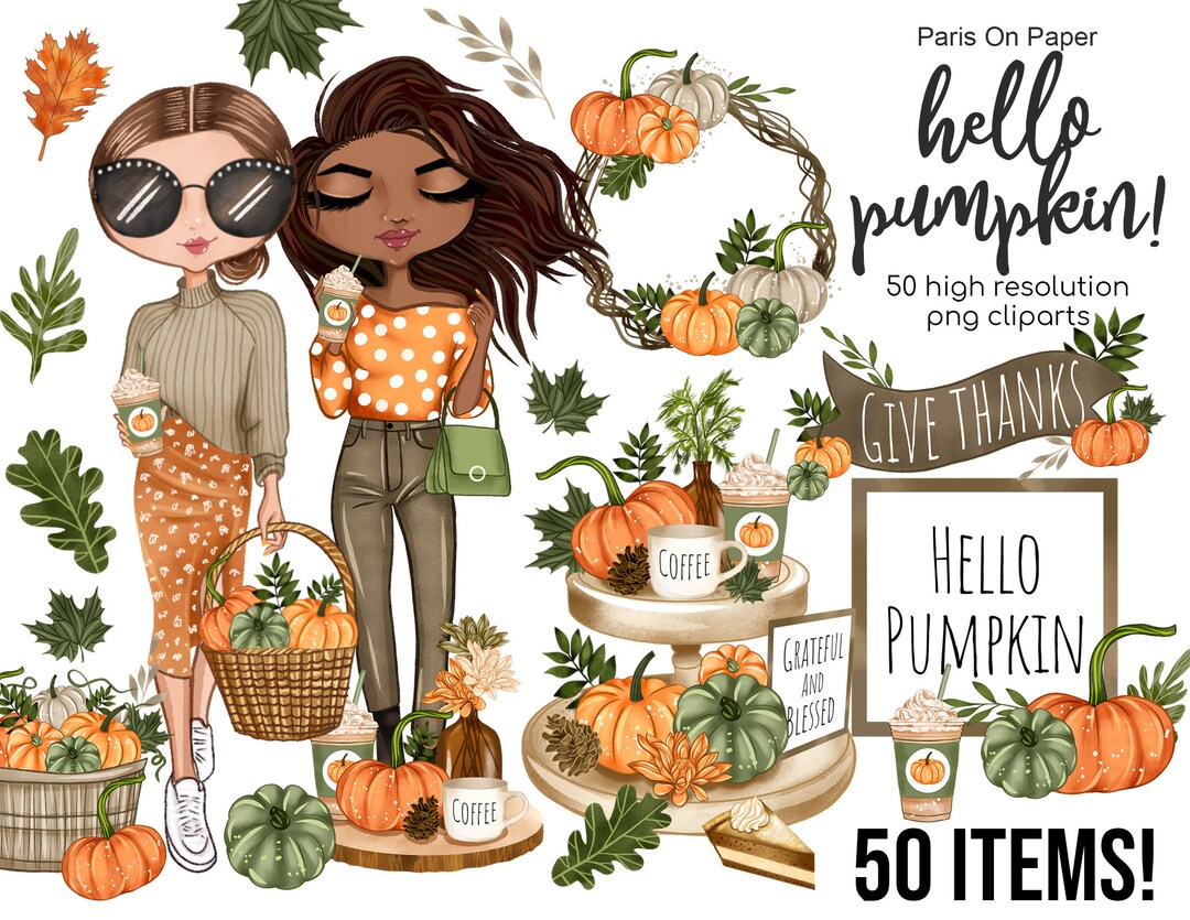 Fall Fashion Clipart Autumn Clipart Pumpkins Clipart Fall Planner ...