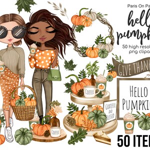 Fall Fashion Clipart Autumn Clipart Pumpkins Clipart Fall Planner ...