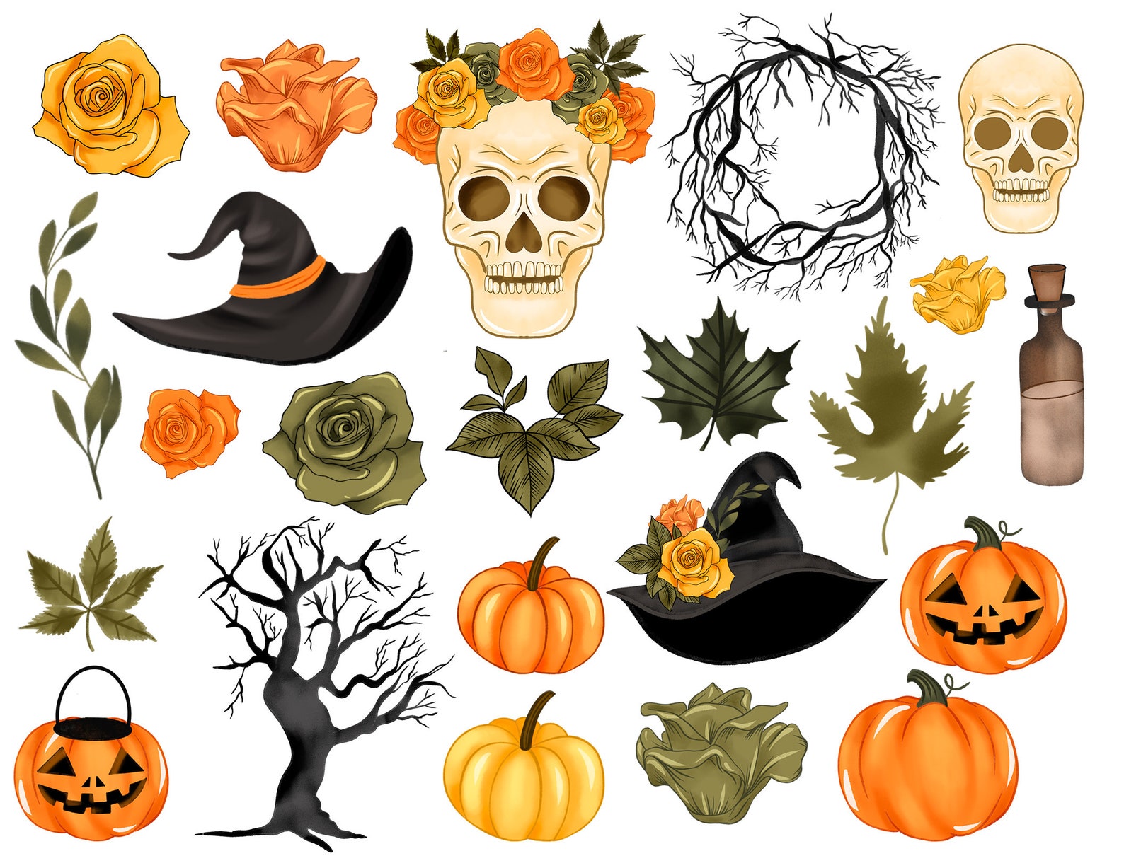 Halloween Girl Clipart Spooky Clipart Witch Clipart | Etsy