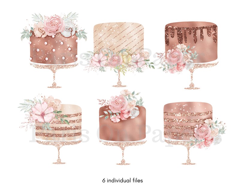 Rose Gold Wedding Cake Cliparts | Bakery Cliparts | Birthday Printables ...