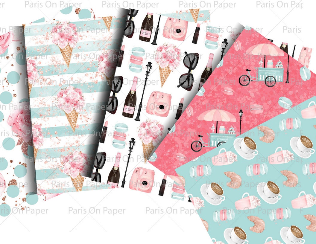 Paris Paper Pack, Digital Paper, Fashion Digital Paper, Scrapbook Paper ...