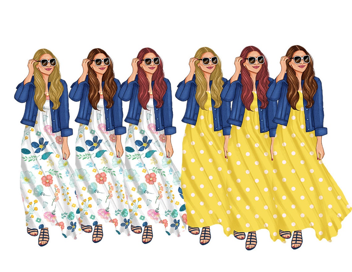 Spring Clipart Fashion Girl Clipart Fashion Illustration - Etsy UK