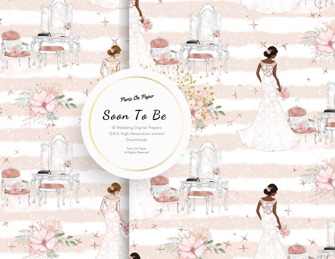 Bride to Be Digital Paper Wedding Scrapbook Fashion - Etsy