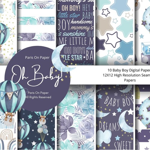 Baby Boy Digital Papers Digital Paper Pack Surface Pattern - Etsy