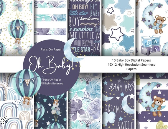 Baby Boy Digital Papers Digital Paper Pack Surface Pattern | Etsy