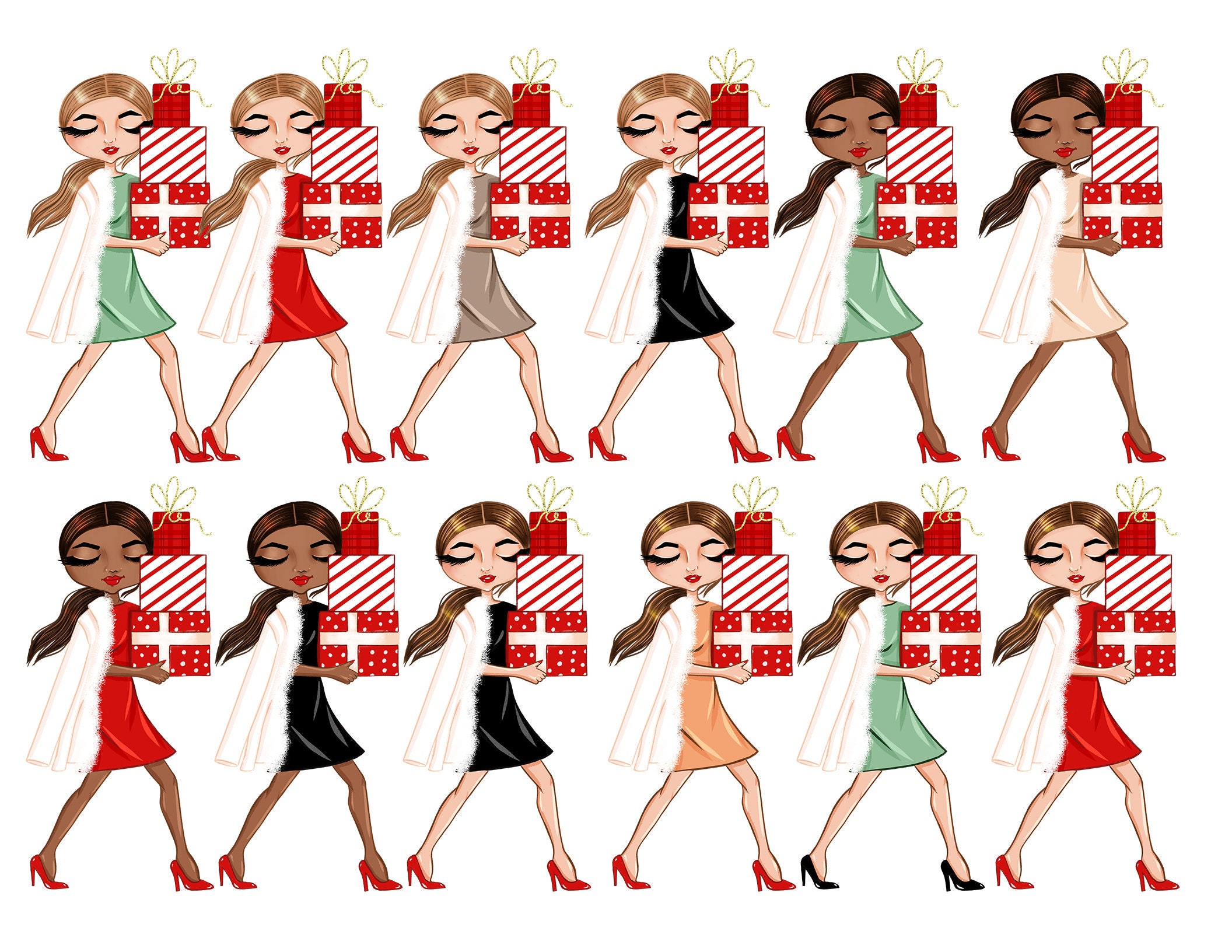 Christmas Fashion Clipart Christmas Clipart Holiday - Etsy