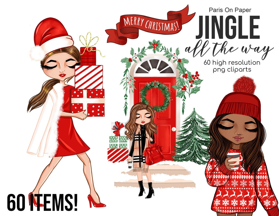 Christmas Fashion Clipart Christmas Clipart Holiday - Etsy