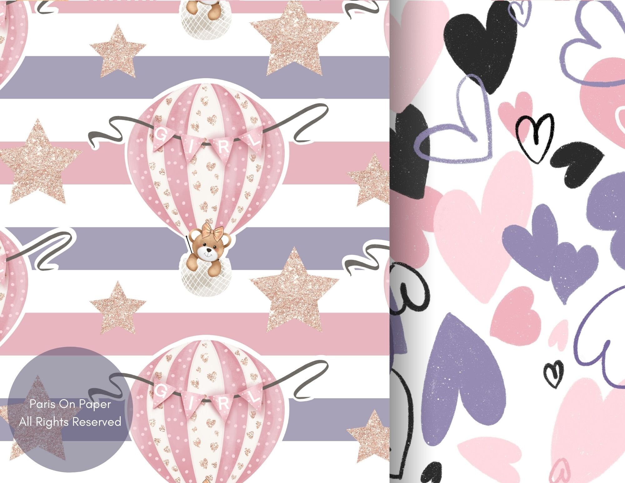 Baby Girl Digital Papers Digital Paper Pack Surface Pattern Nursery ...