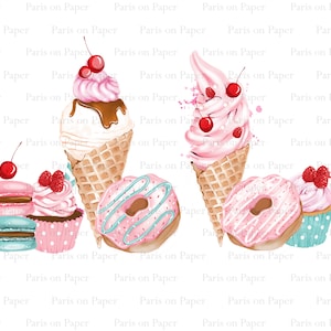 Delicious Dessert Cliparts | Doughnuts and Cupcakes | Ice Cream Cone ...