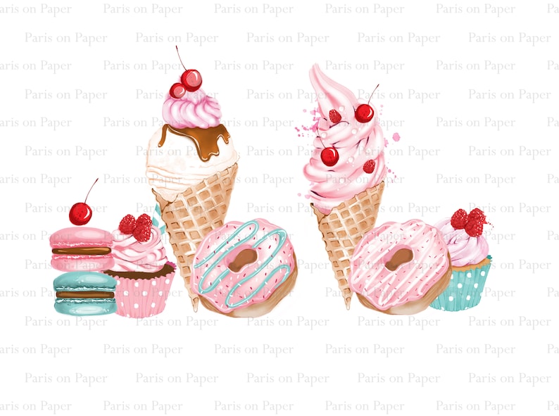 Delicious Dessert Cliparts | Doughnuts and Cupcakes | Ice Cream Cone ...