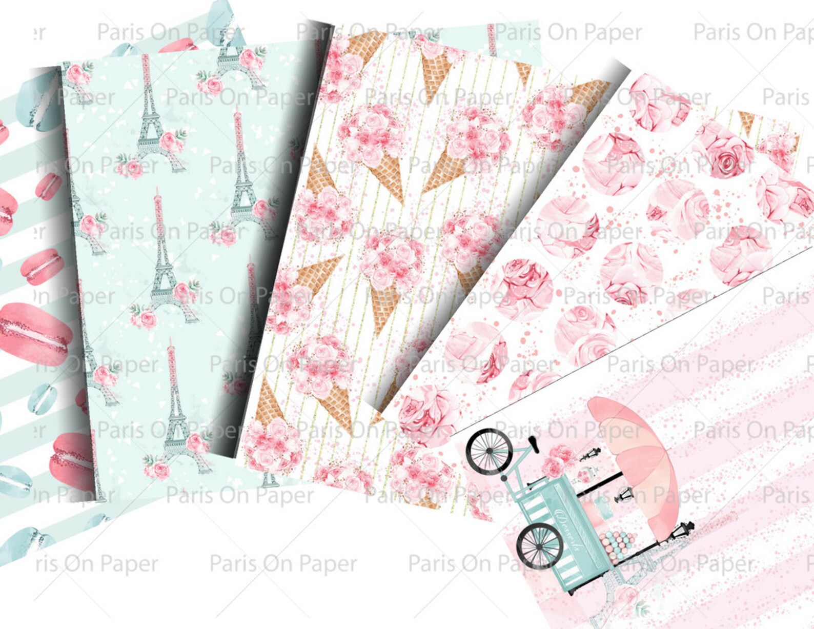 Paris Paper Pack, Digital Paper, Fashion Digital Paper, Scrapbook Paper ...