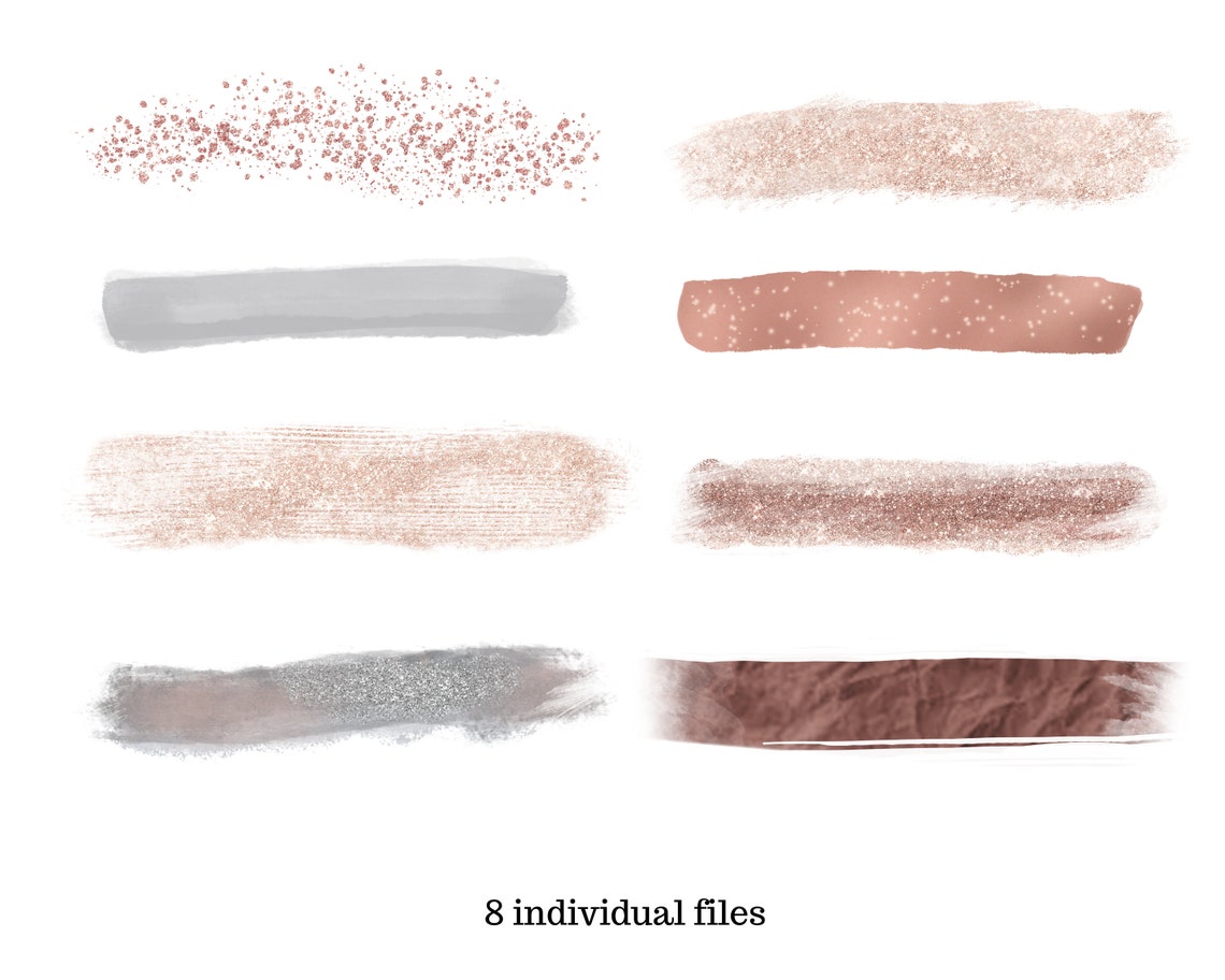 Rose Gold Brush Strokes Clipart Paintstroke PNG Design Elements Blogger ...