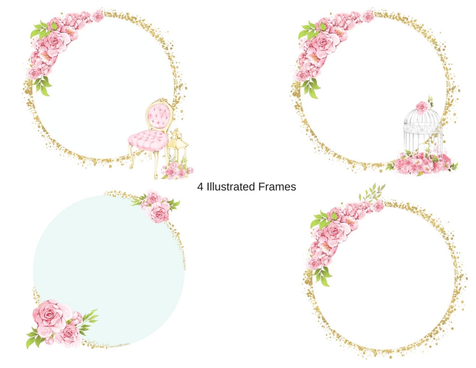 Floral Wedding Clipart, Frames, Floral Invitation, Bridal Shower ...