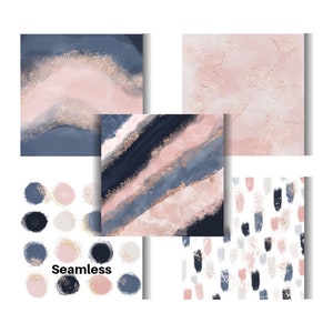 Blue Pink Abstract Digital Paper | Watercolor Planner | Planner ...