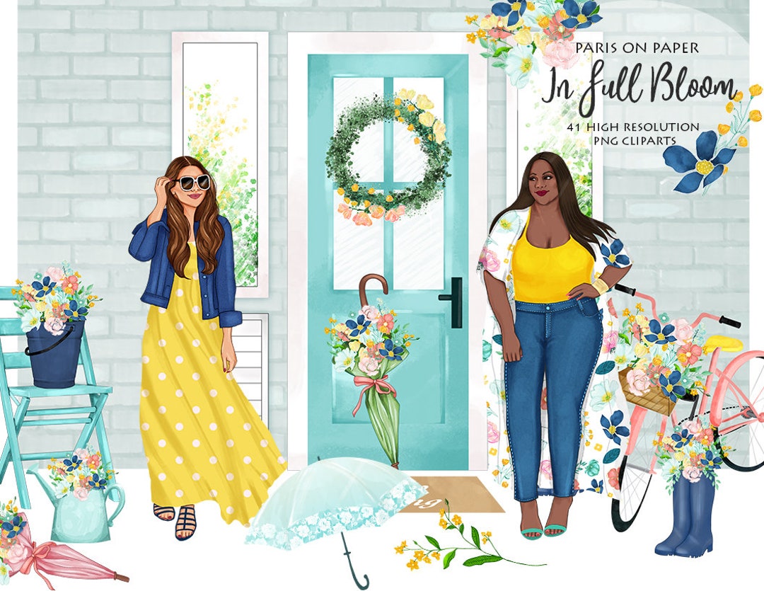 Spring Clipart Fashion Girl Clipart Fashion Illustration - Etsy UK