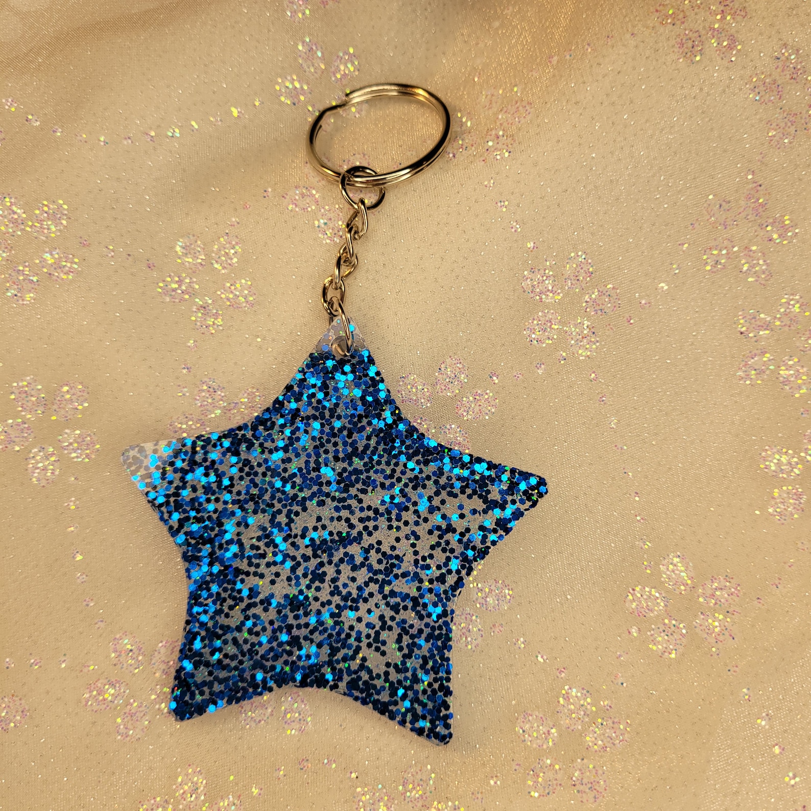 Blue Glitter Star Shaped Keychain Sparkly Key Chain/Zipper | Etsy