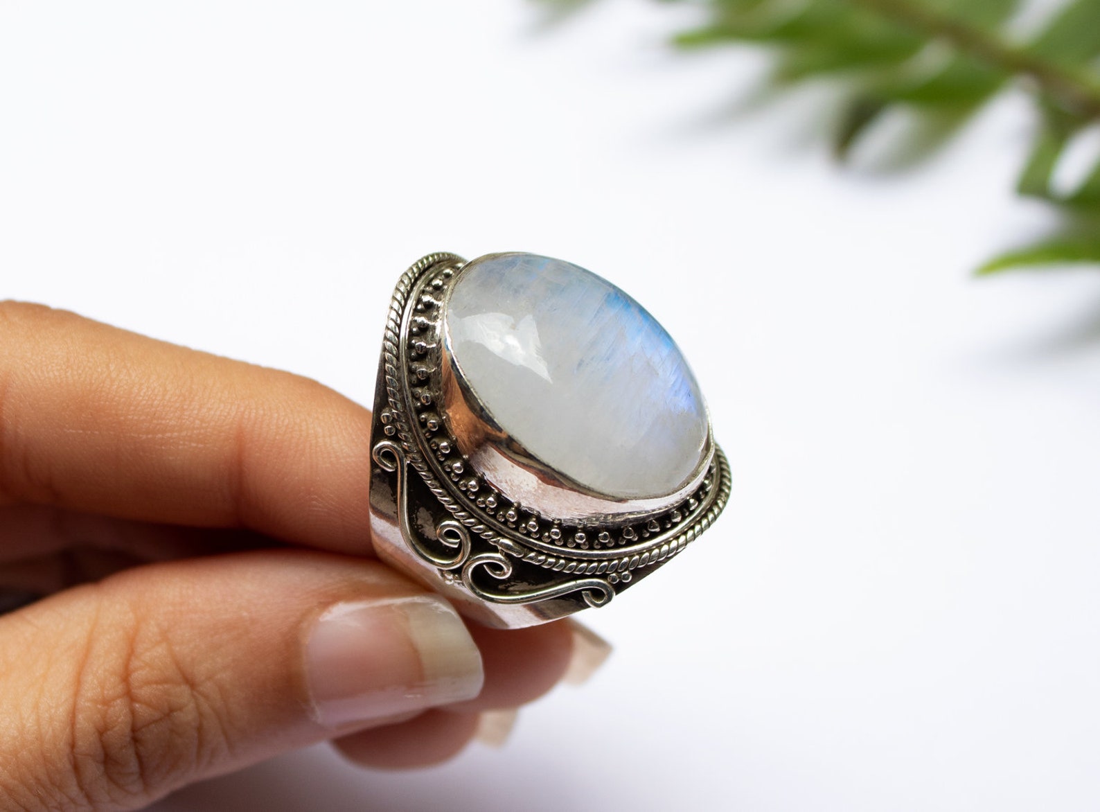 Moonstone Ring Sterling Silver Natural Moonstone Gemstone - Etsy