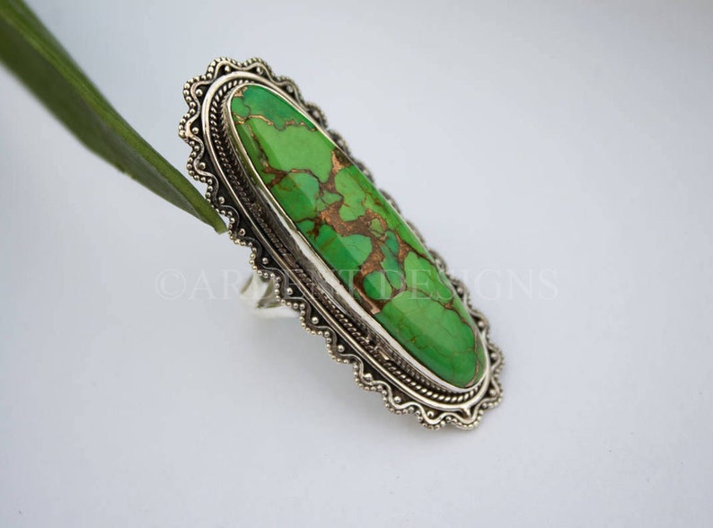 Green Copper Turquoise Ring 925 Sterling Silver Turquoise - Etsy