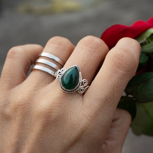 Malachite Ring Malachite Ring 925 Sterling Silver Natural - Etsy