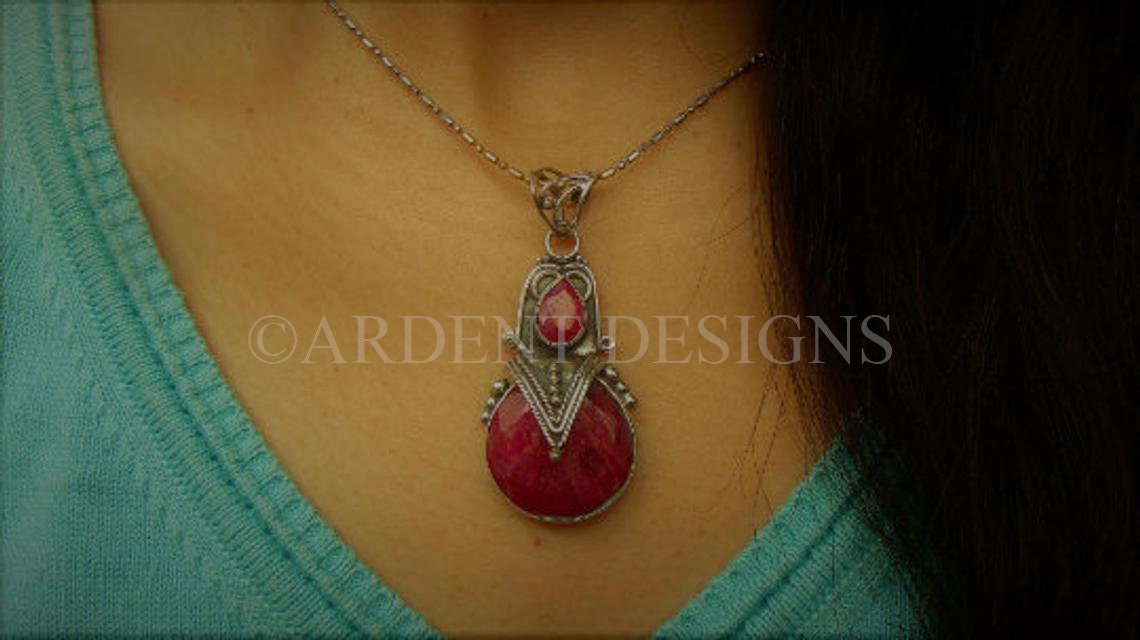 Ruby Pendant Sterling Silver Red Stone Pendant Handmade - Etsy