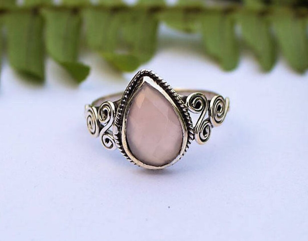 Rose Quartz Ring, Rose Quartz Sterling Silver Ring, Pale Pink Stone ...