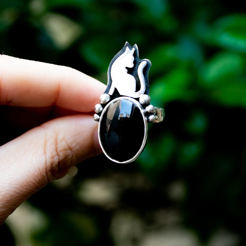 Sterling Silver Cat Ring - Etsy