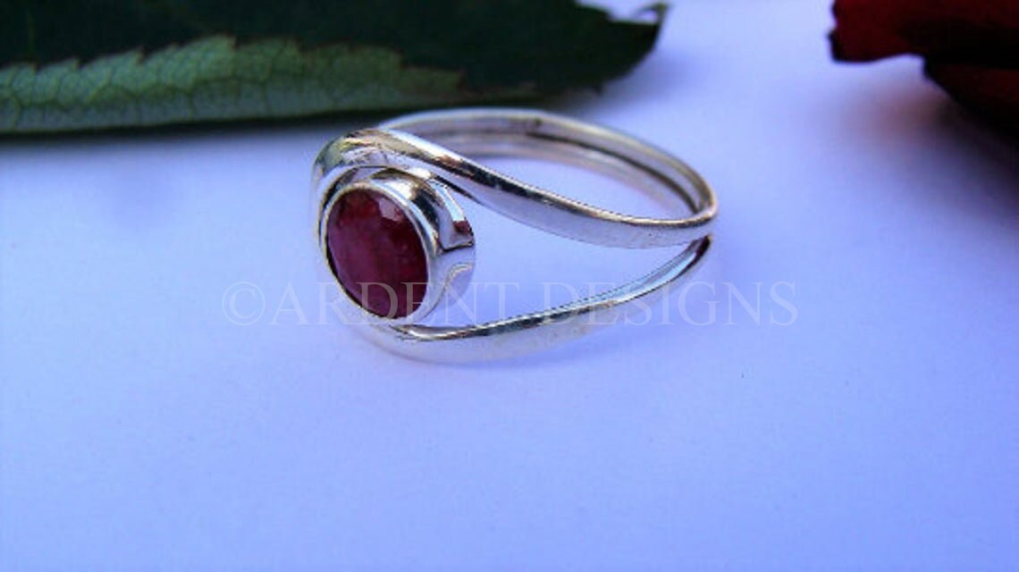 Ruby Ring Red Ruby Gemstone Sterling Silver Ring Dainty | Etsy