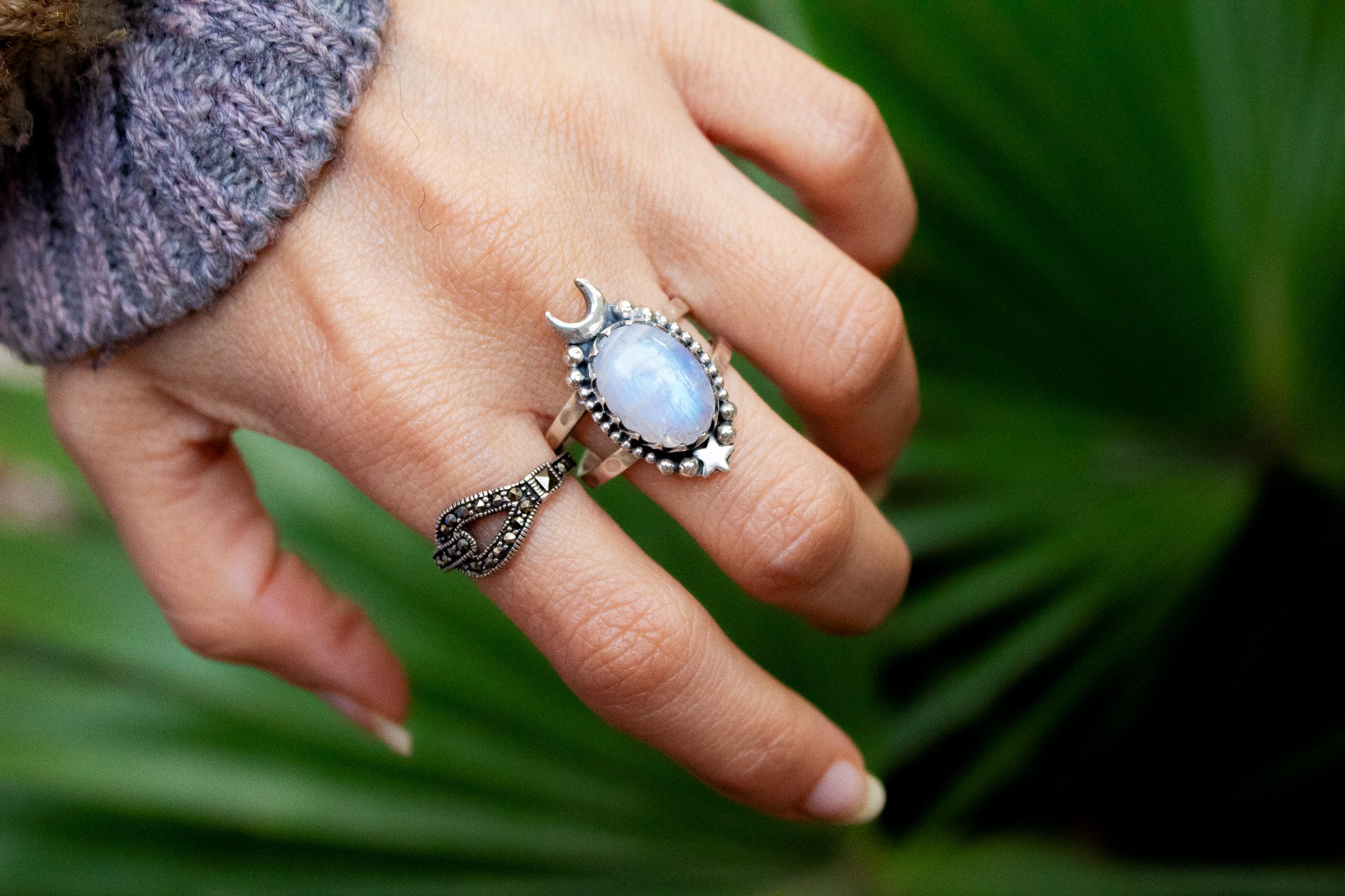 Moonstone Ring 925 Sterling Silver Ring Crescent Moon Ring | Etsy