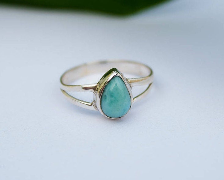 Larimar Ring Blue Larimar Stone Sterling Silver Ring Larimar - Etsy