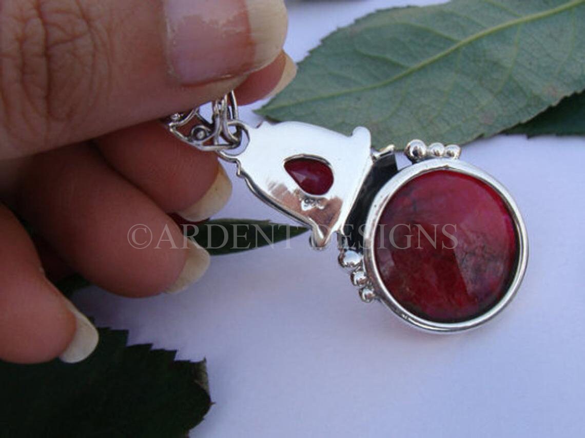 Ruby Pendant Sterling Silver Red Stone Pendant Handmade - Etsy