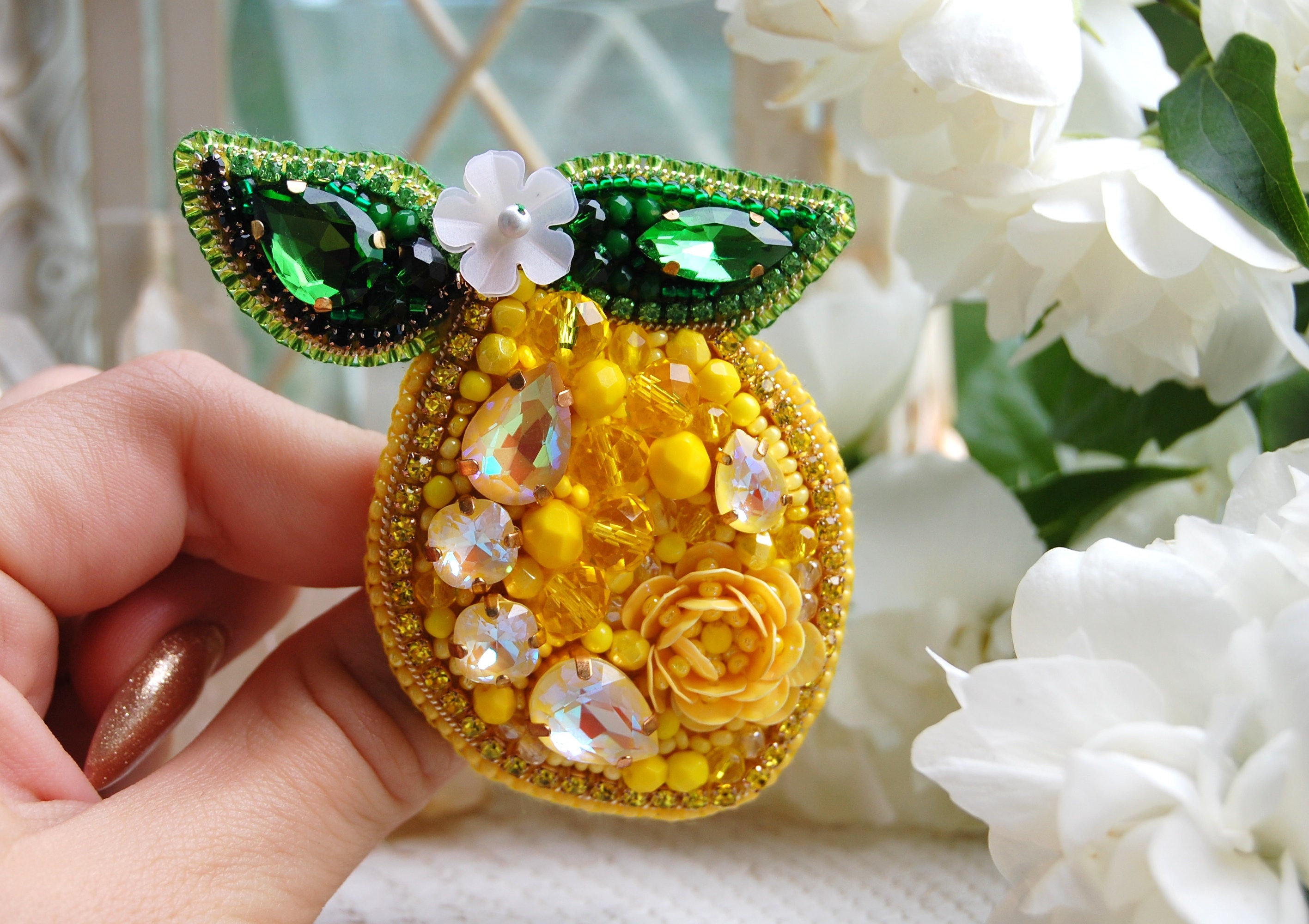 Lemon Brooch, Yellow Brooch, Lemon Pin, Summer Brooch, Fruit Brooch ...