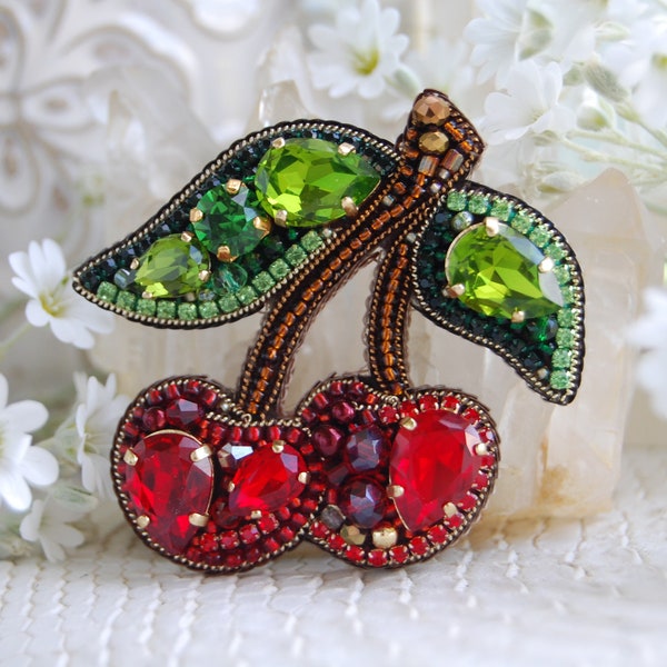 Cherry Brooch - Etsy
