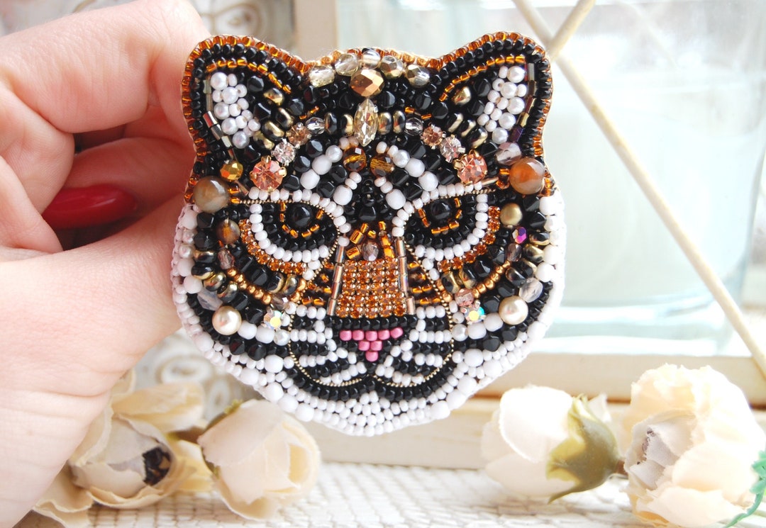 Tiger Brooch, Beaded Tiger, Tiger Pendant, Tiger Jewelry, Handmade ...