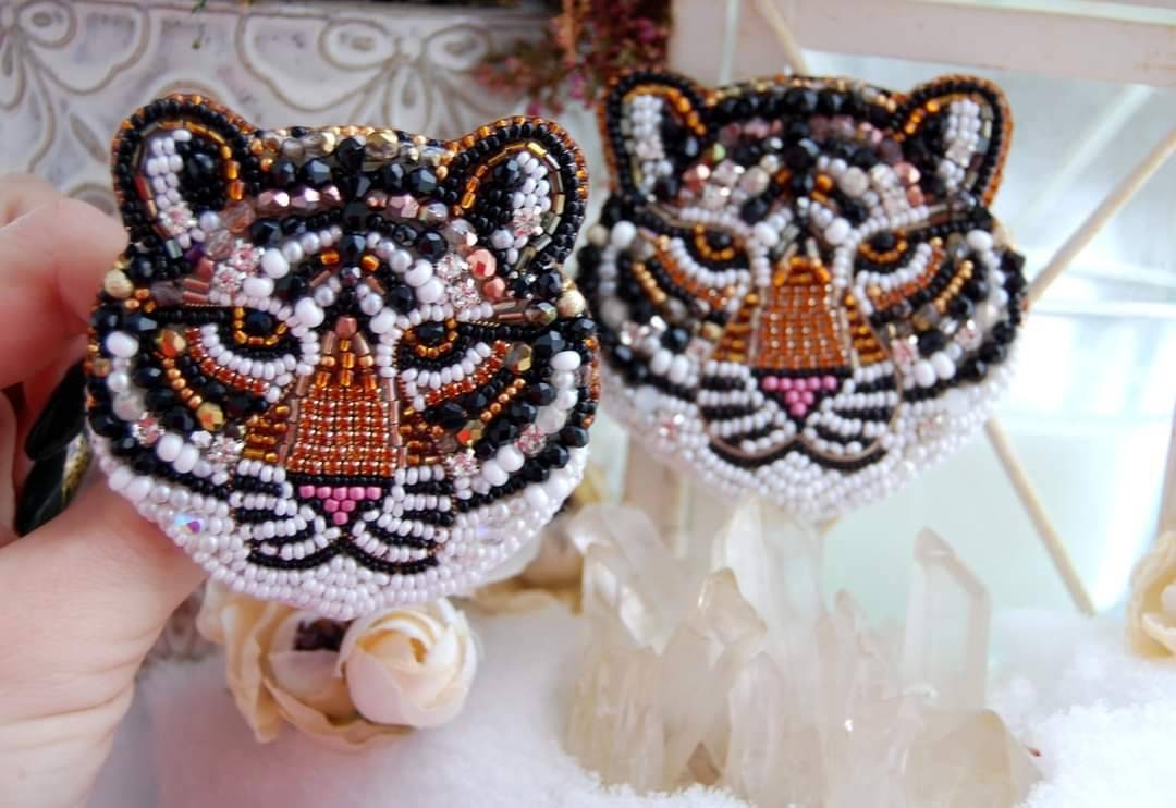 Tiger Brooch Beaded Tiger Tiger Pendant Tiger Jewelry - Etsy