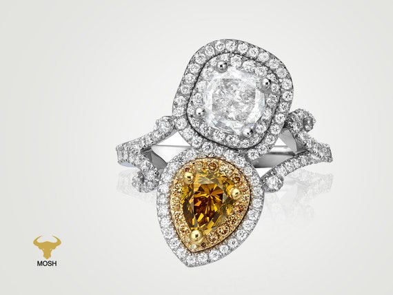 2.88CT Ultra-prestigious Ring With White and Fancy Natural - Etsy