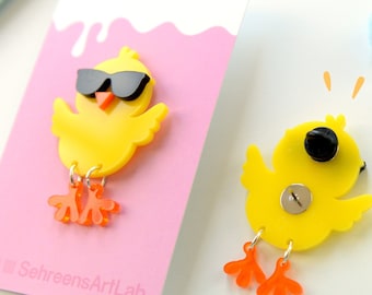 Chibi Chicken Enamel Pin - Etsy