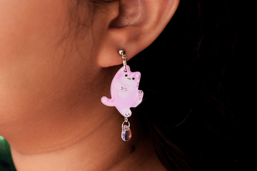 Cute Kitty Cat Earrings Kawaii Cat Earrings Fun Earrings - Etsy